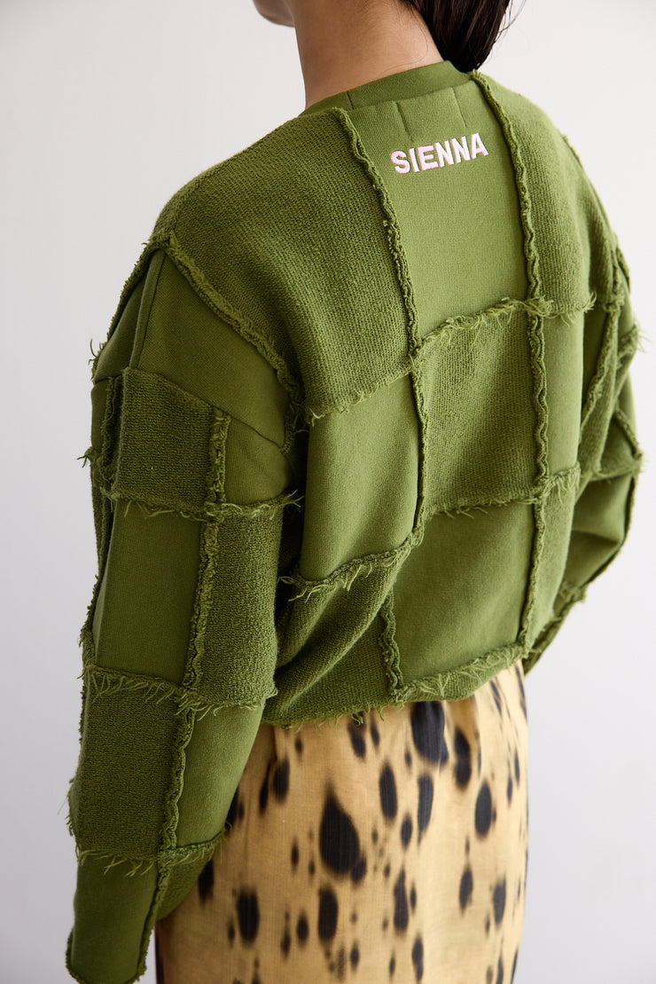 FRANCES patchwork sweater - OLIVE – SIENNA - Designed in Lisbon